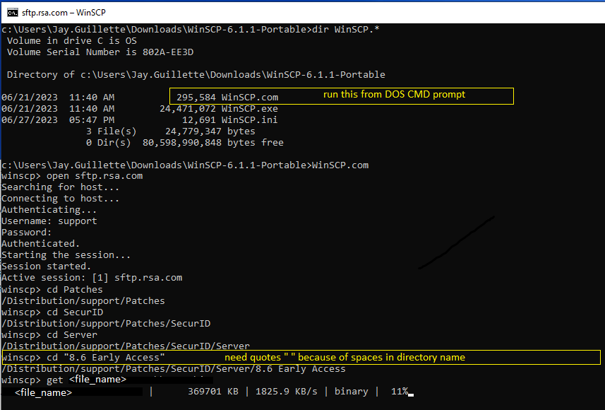 How to use SCP or SFTP Command Line to download (or upload) a file to sftp.rsa.com | RSA Community