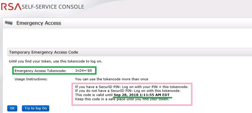 How users can generate a temporary emergency access tokencode from RSA Authentication Manager 8 ...