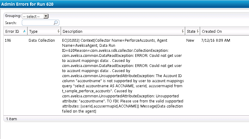 UnsupportedAttributeException error when running a collector in RSA Via ...