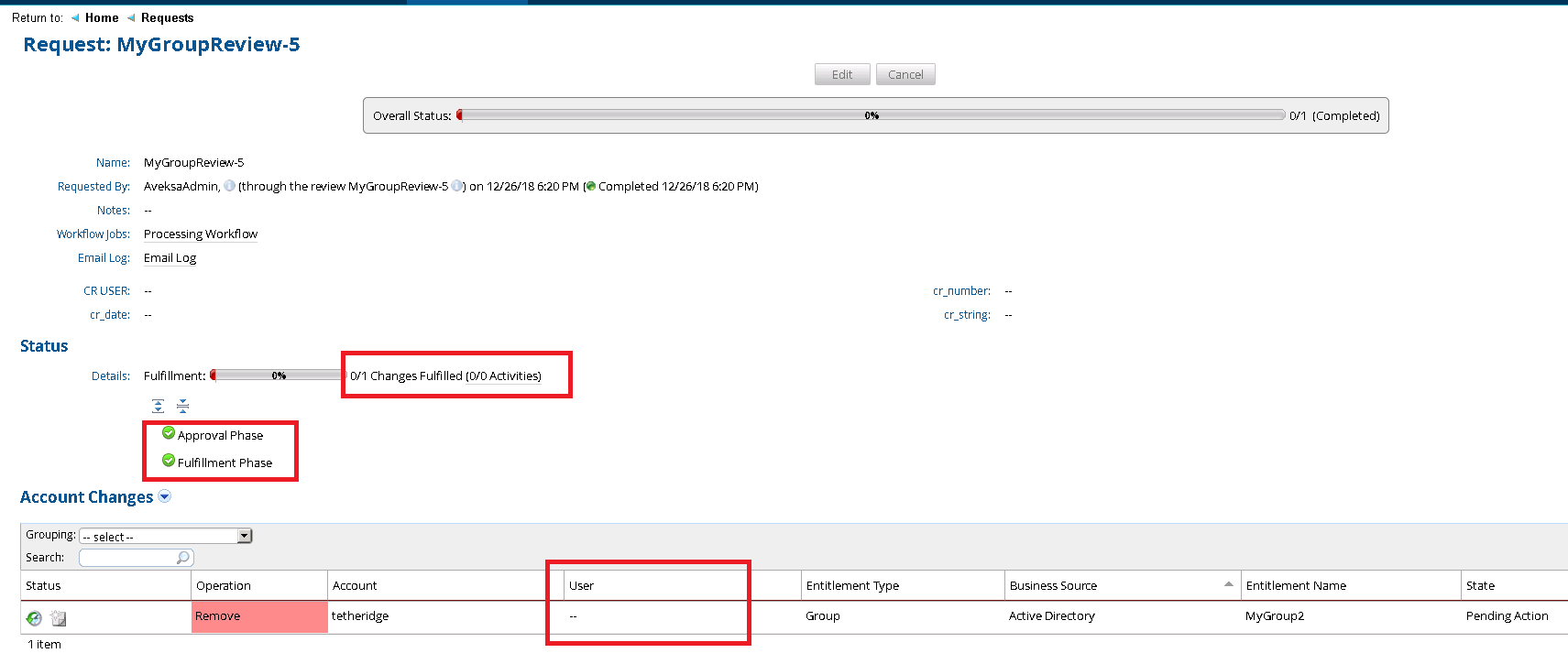 Unable to remove account from group through a review in RSA Identity ...