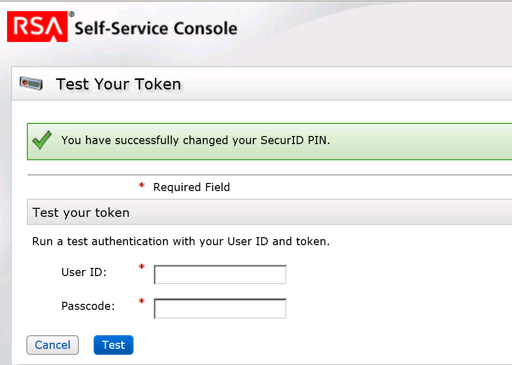 Reset the token PIN in the RSA Authentication Manager 8.x Self-Service Console when the existing ...