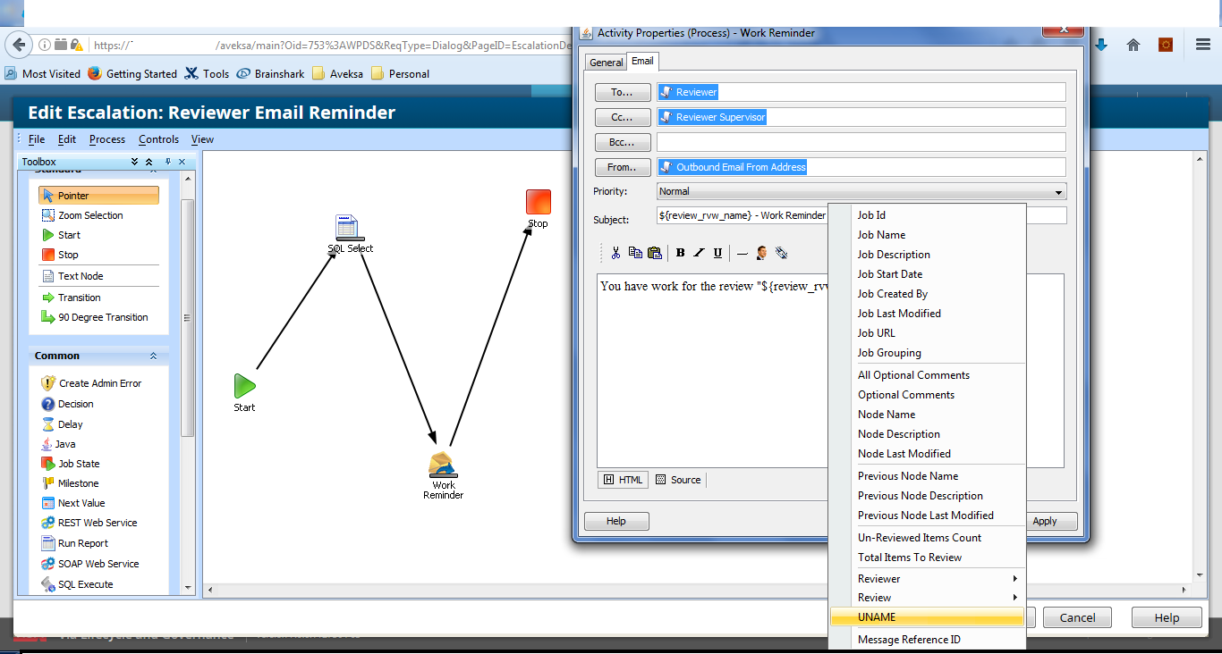 Workflow variables created in SQL Select Node are not visible in the following node for Review ...