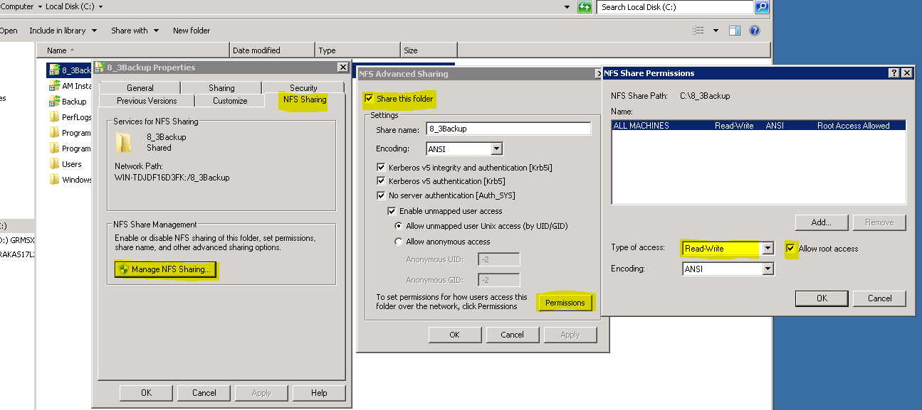 How to configure Network File System (NFS) for backup on RSA Authentication Manager 8.x; error ...